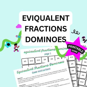 Printable Fractions Dominoes, Math Games for Kids - Etsy