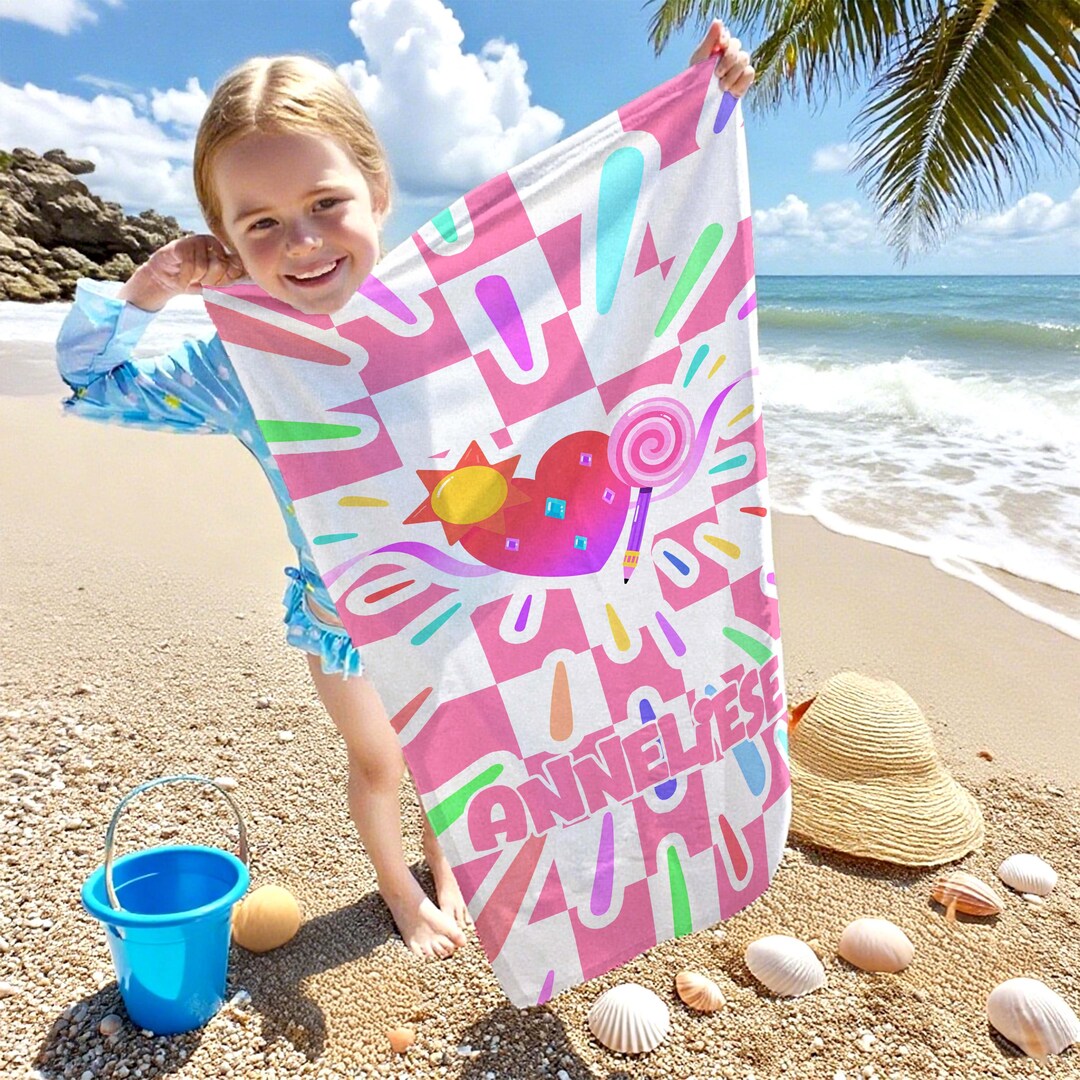Custom Back to School Beach Towel,custom Kids Name Beach Towel,colorful ...