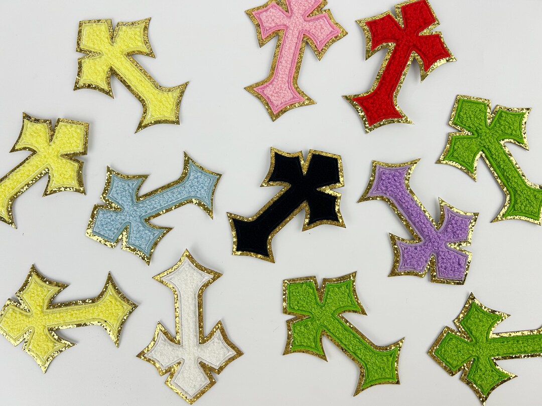 Chenille Cross Glitter Patch,easter Day Patches,gold Glitter ...