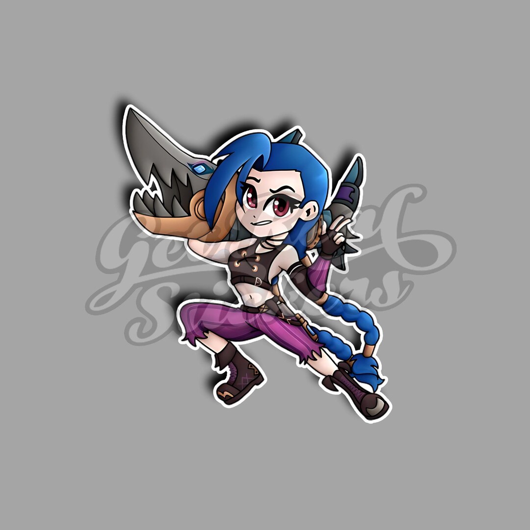 Jinx Cartoon Rocket Launcher Sticker | Arcane & League of Legends ...