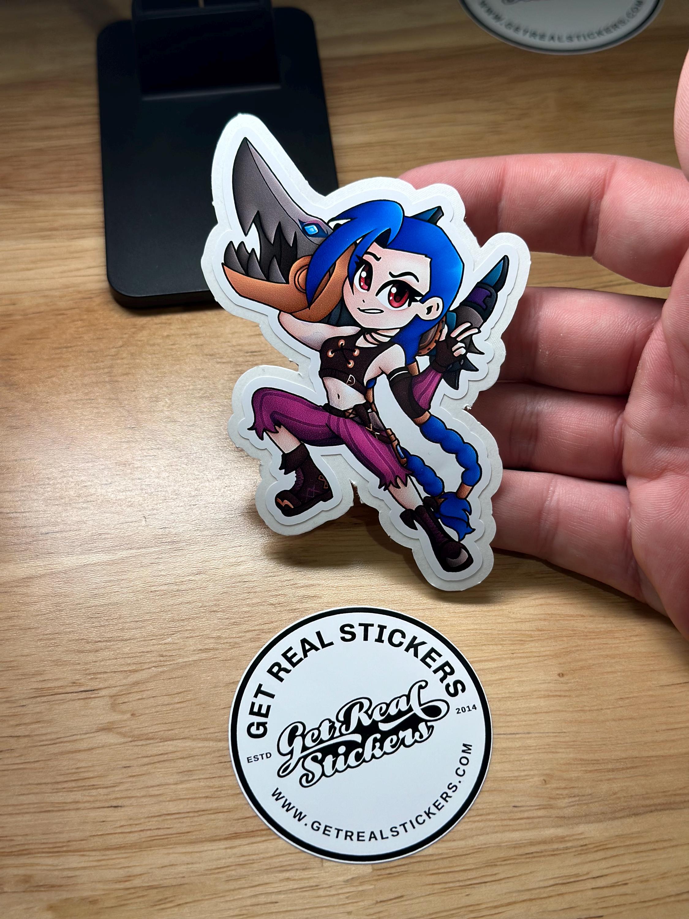 Jinx Cartoon Rocket Launcher Sticker | Arcane & League of Legends ...