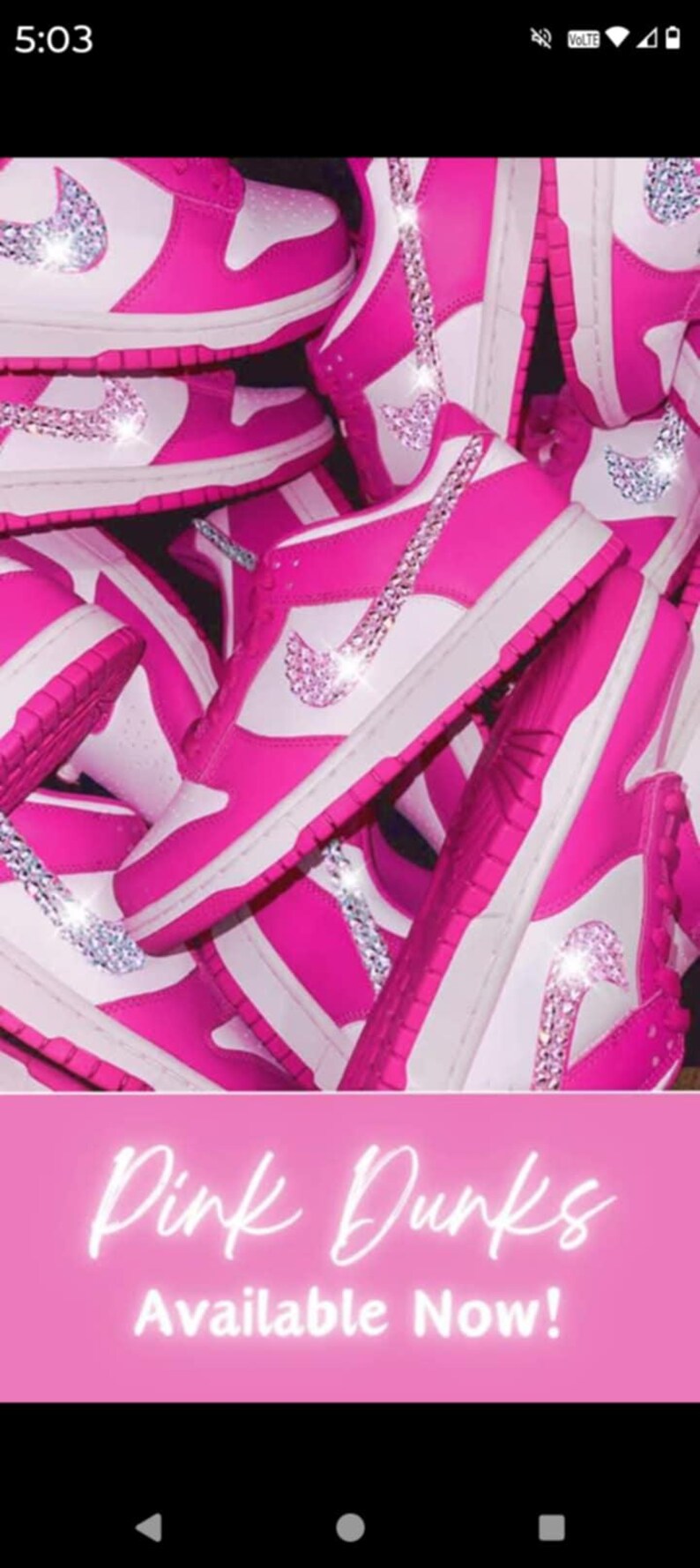 Swarovski Women's Dunks Low Pink Barbie Sneakers Blinged With Authentic ...