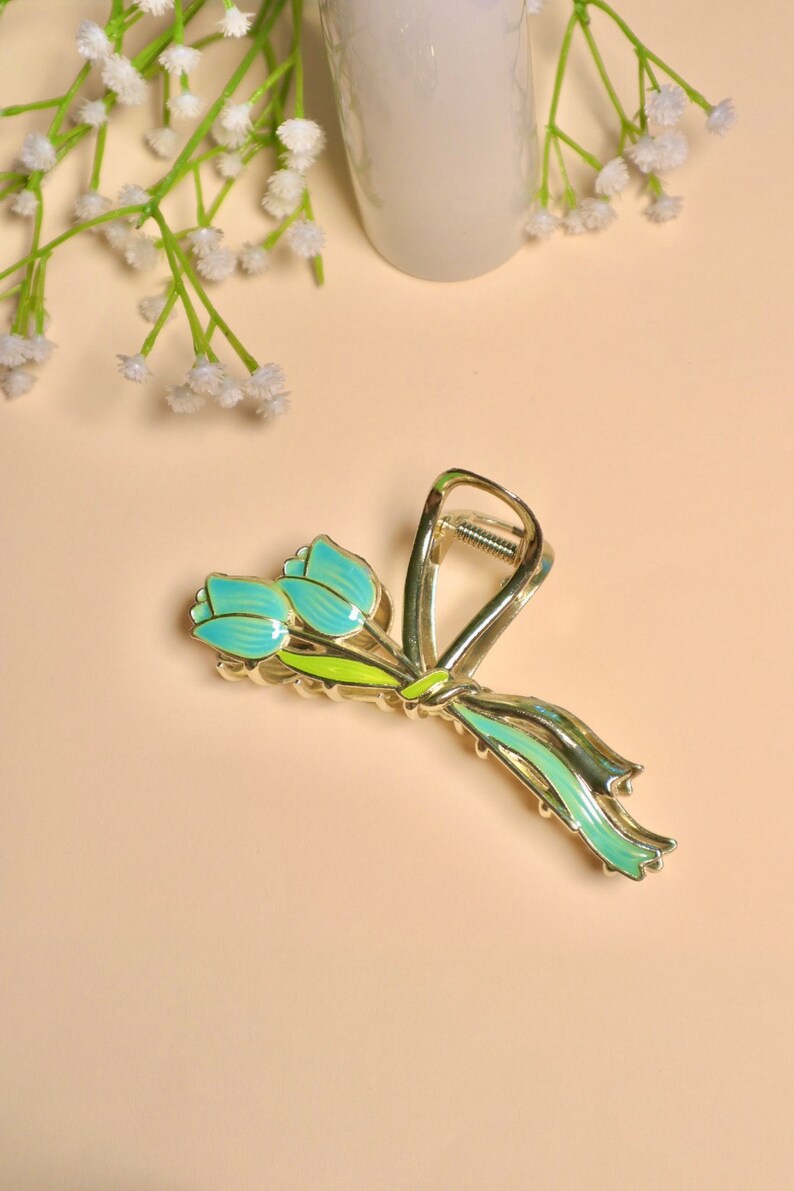 Tulip Metal Claw Clip Flower Hair Accessories Gift for Her Women's Kids ...