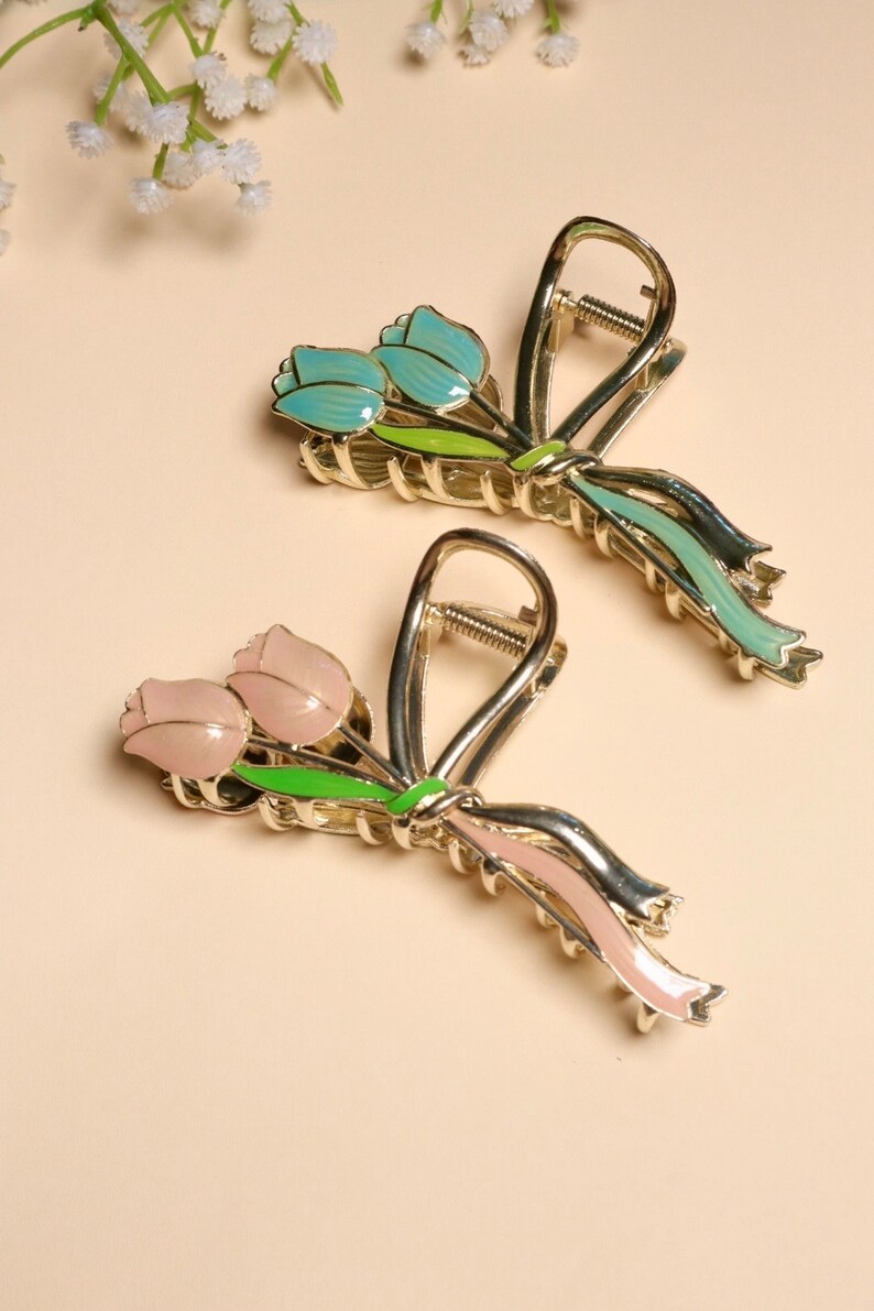 Tulip Metal Claw Clip Flower Hair Accessories Gift for Her Women's Kids ...