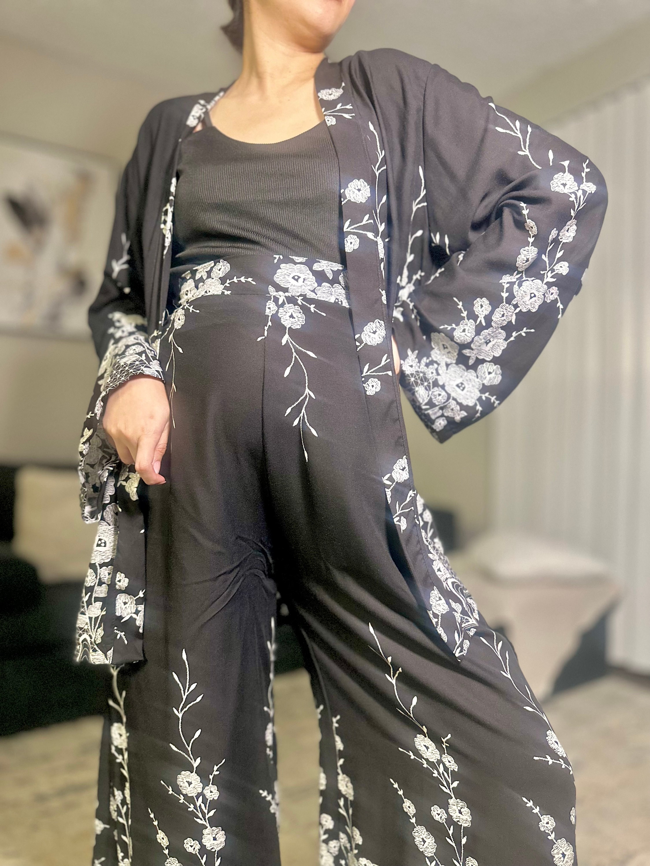 Belle Tri Set Matching Kimono Blazer and Pants With Sleeveless Inner ...