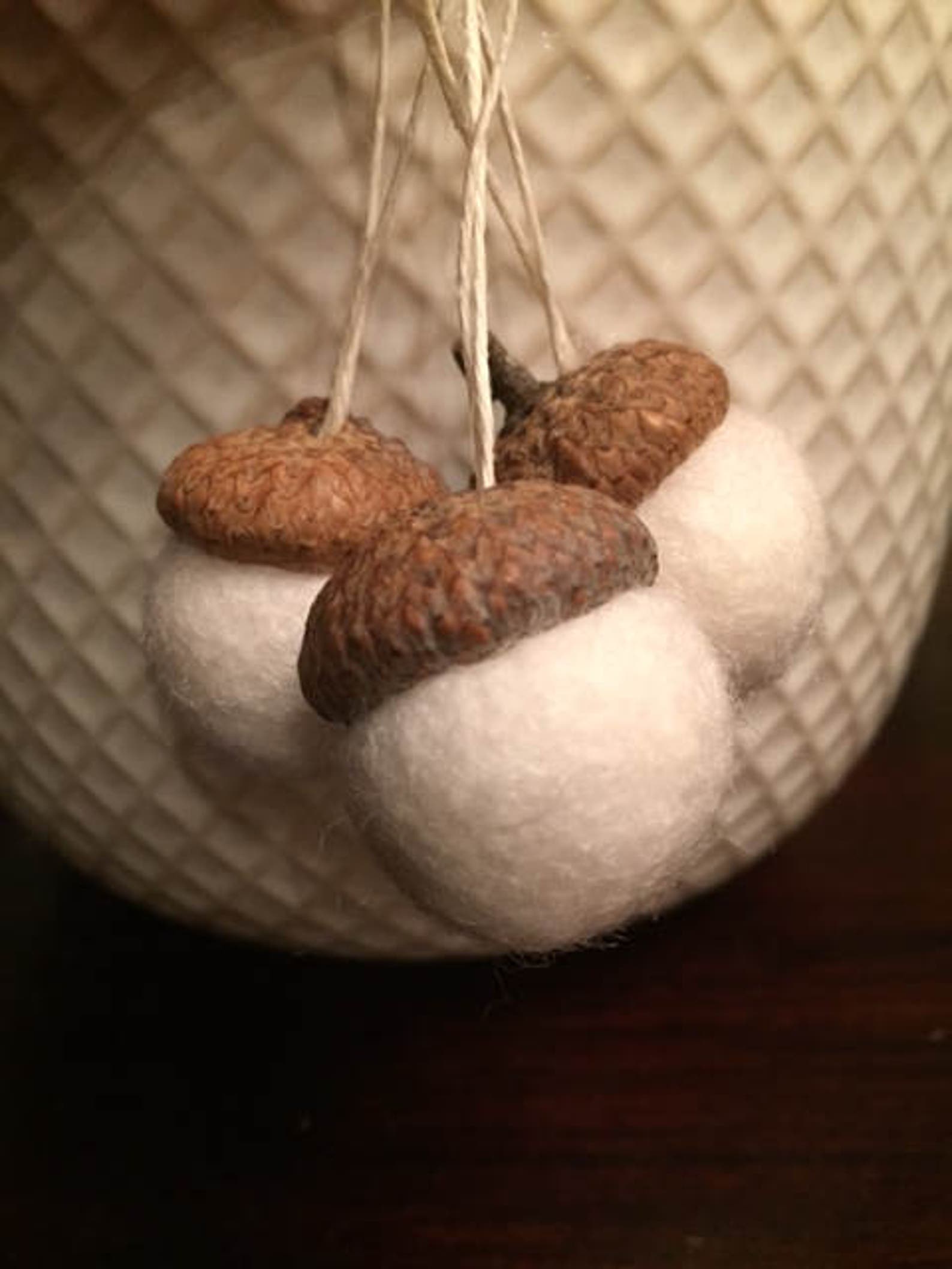 Felted Wool Acorn Ornaments| Felt Acorns on Hemp String | Set of 12 ...