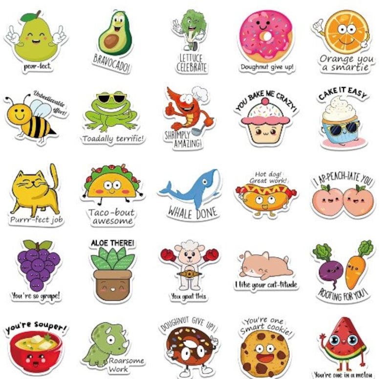 Cute and Fun Sticker Pack 50PCS - Etsy