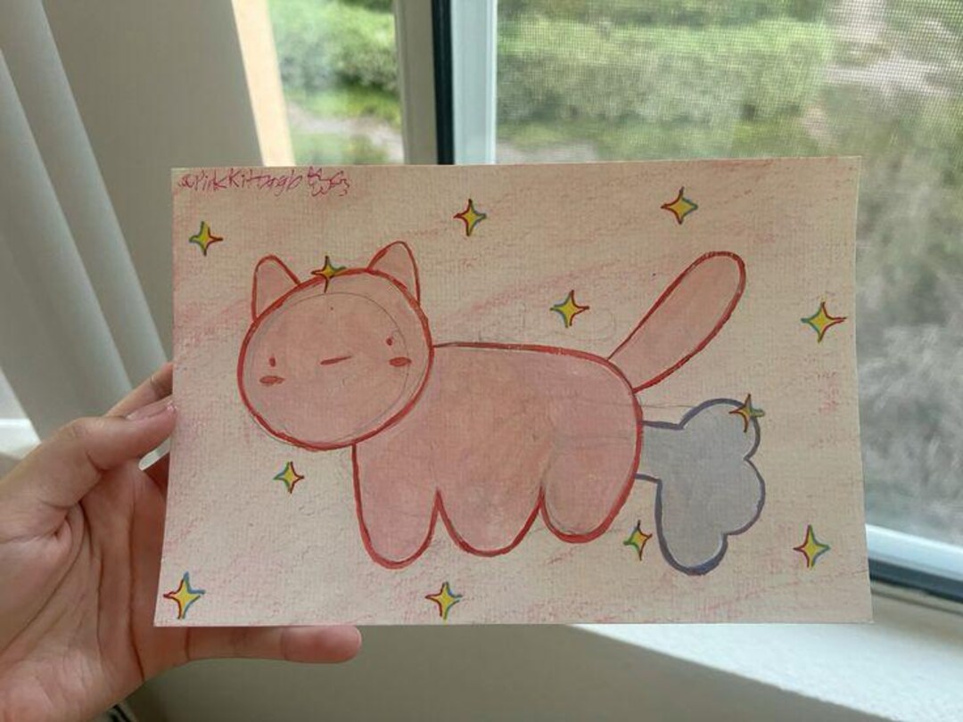 My Signature Farting Cat :0 - Print Painting - Etsy