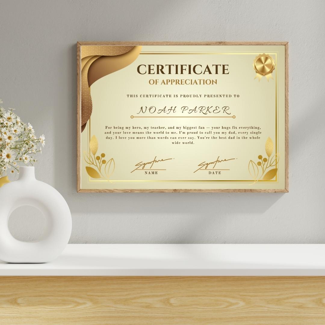 Father Certificate of Appreciation Printable | Best Dad Ever ...