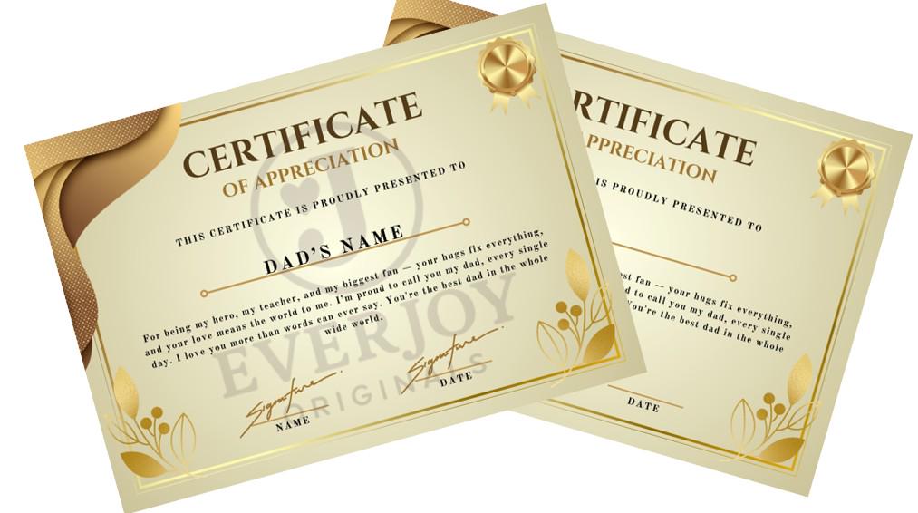 Father Certificate of Appreciation Printable | Best Dad Ever ...