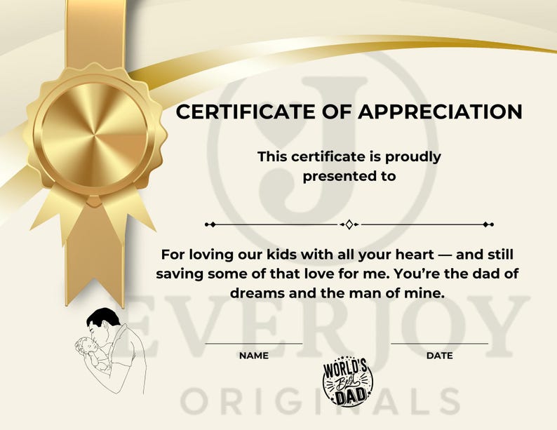 Father Certificate of Appreciation Printable | Best Dad Ever ...