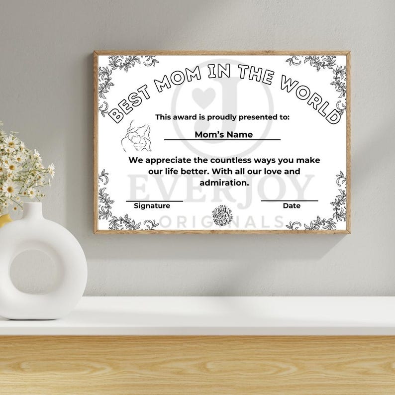 World’s Best Mom Award | Best Mom Ever Certificate Printable | Mother’s ...