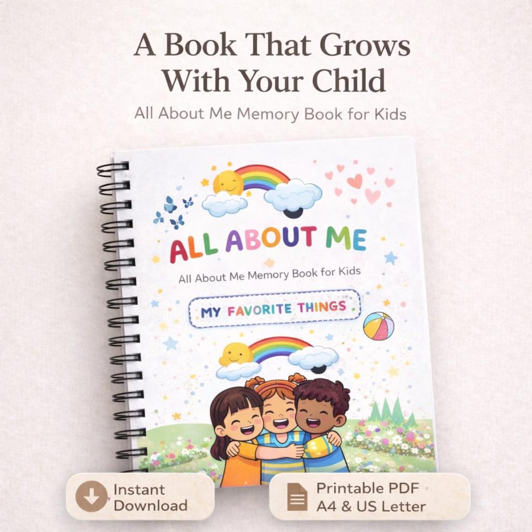 All About Me Book for Kids | Printable Kids Memory Book | Yearly ...