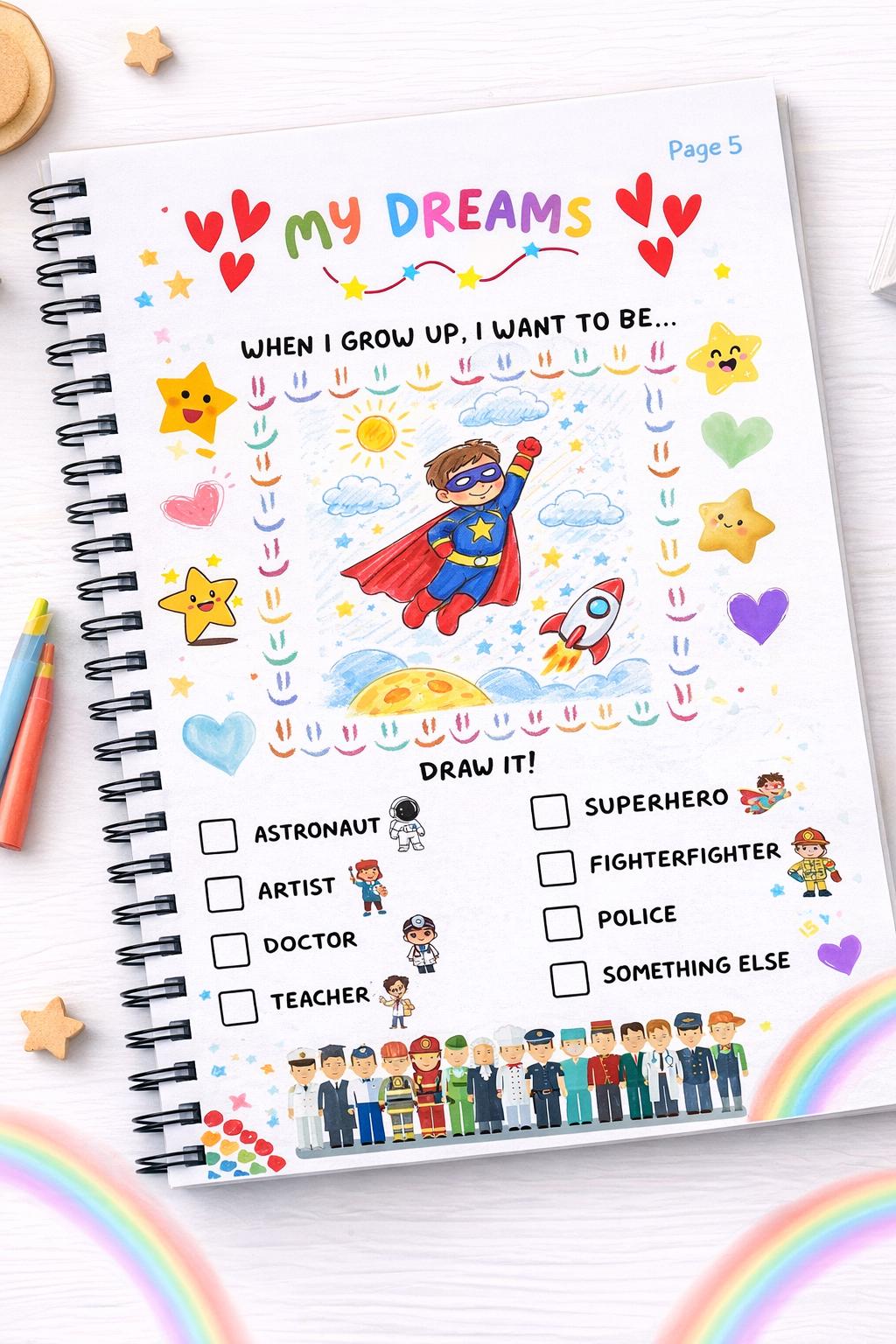 All About Me Book for Kids | Printable Kids Memory Book | Yearly ...