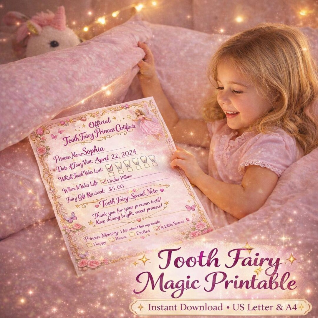 Tooth Fairy Princess Certificate Printable for Girls – Magical Lost ...