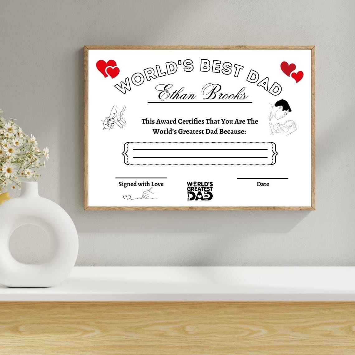 Printable World's Best Dad Certificate, Father's Day Gift From Kids ...