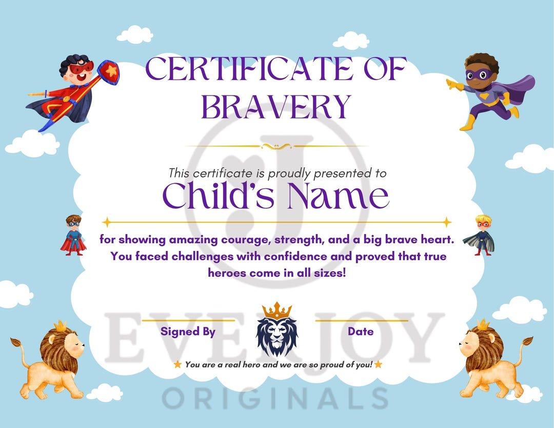 Certificate of Bravery Printable, Encourage Your Child, Confidence ...
