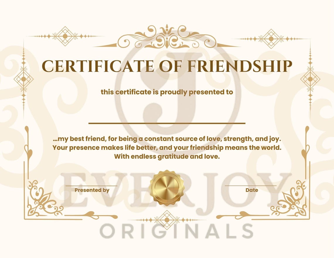 Best Friend Forever Certificate, Friendship Certificate, Best Friend ...