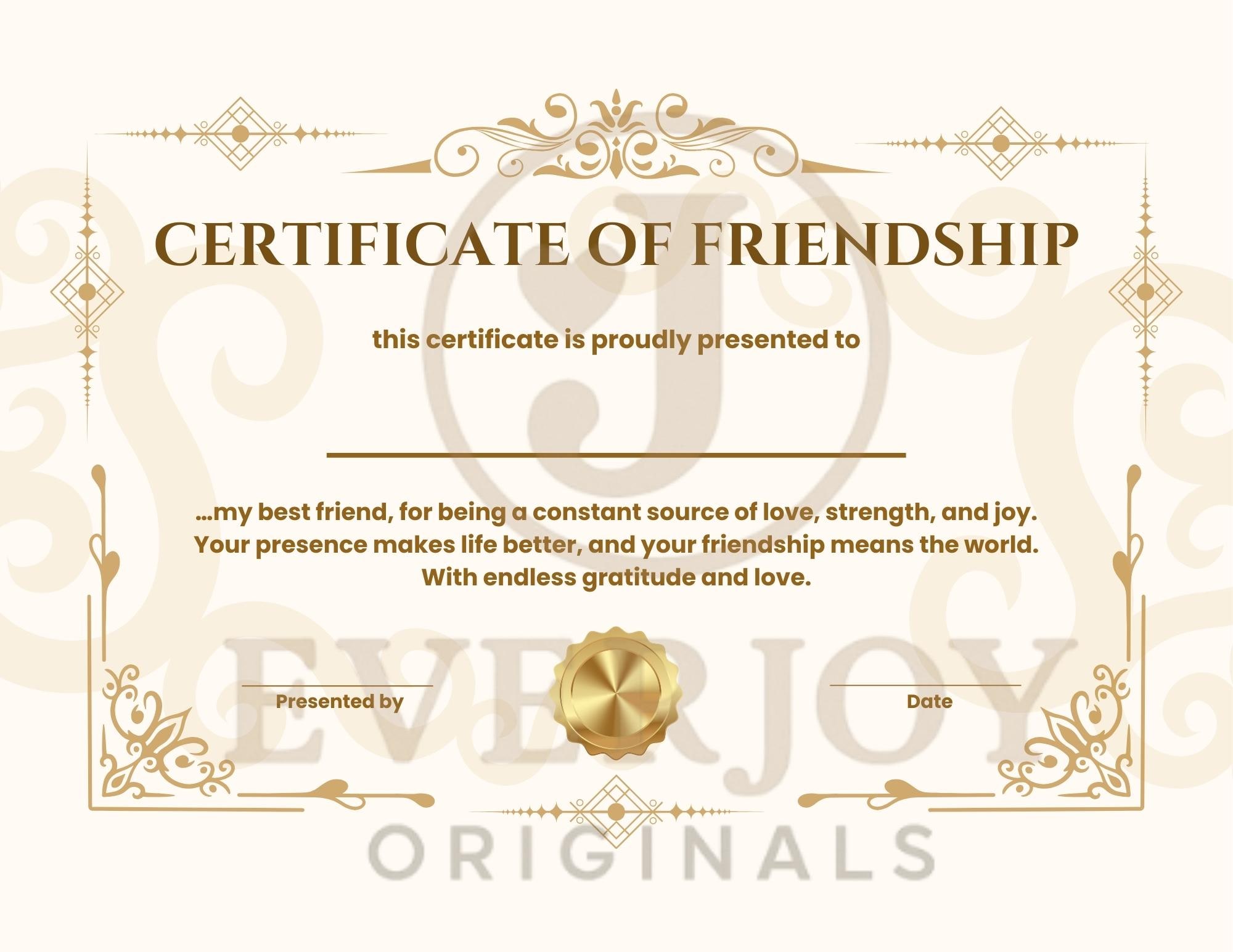 Best Friend Forever Certificate, Friendship Certificate, Best Friend ...