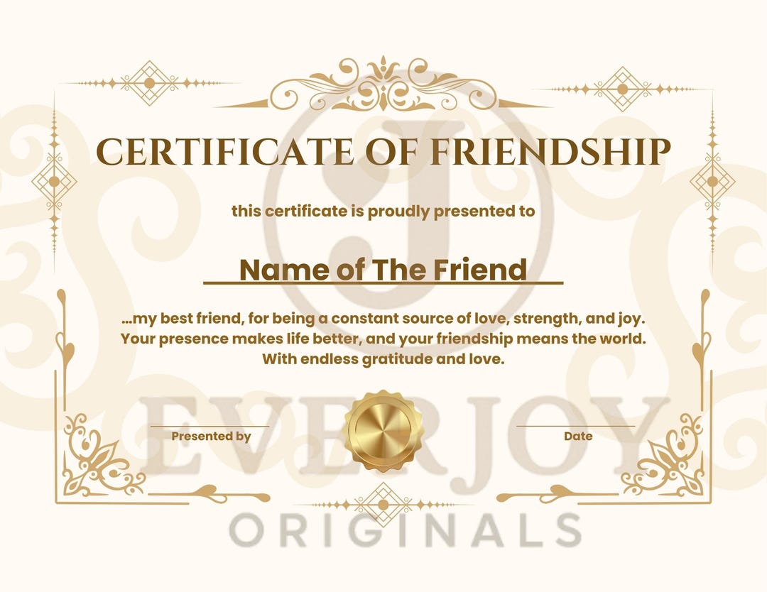 Best Friend Forever Certificate, Friendship Certificate, Best Friend ...