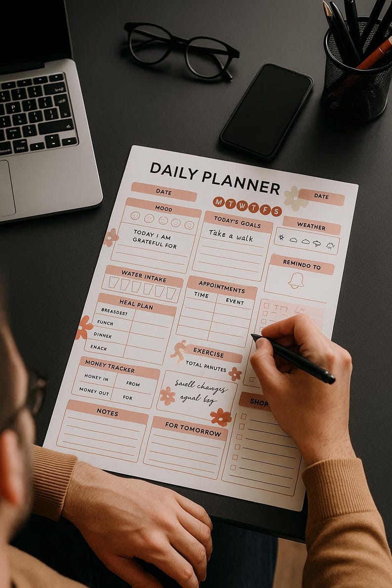 Detailed Daily Planner Printable, Daily Schedule Planner, Goals to Do ...