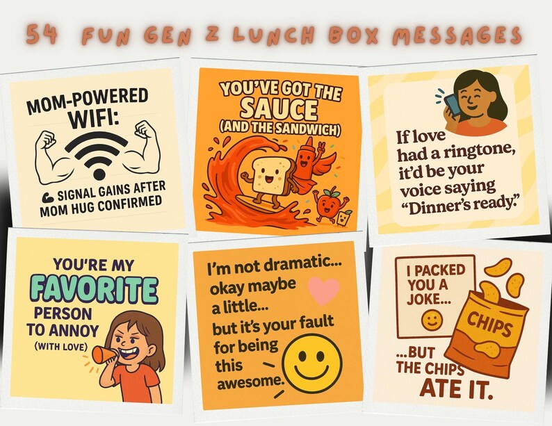 Gen Z Messages | Funny Lunch Box Notes for Teens and Kids Printable ...