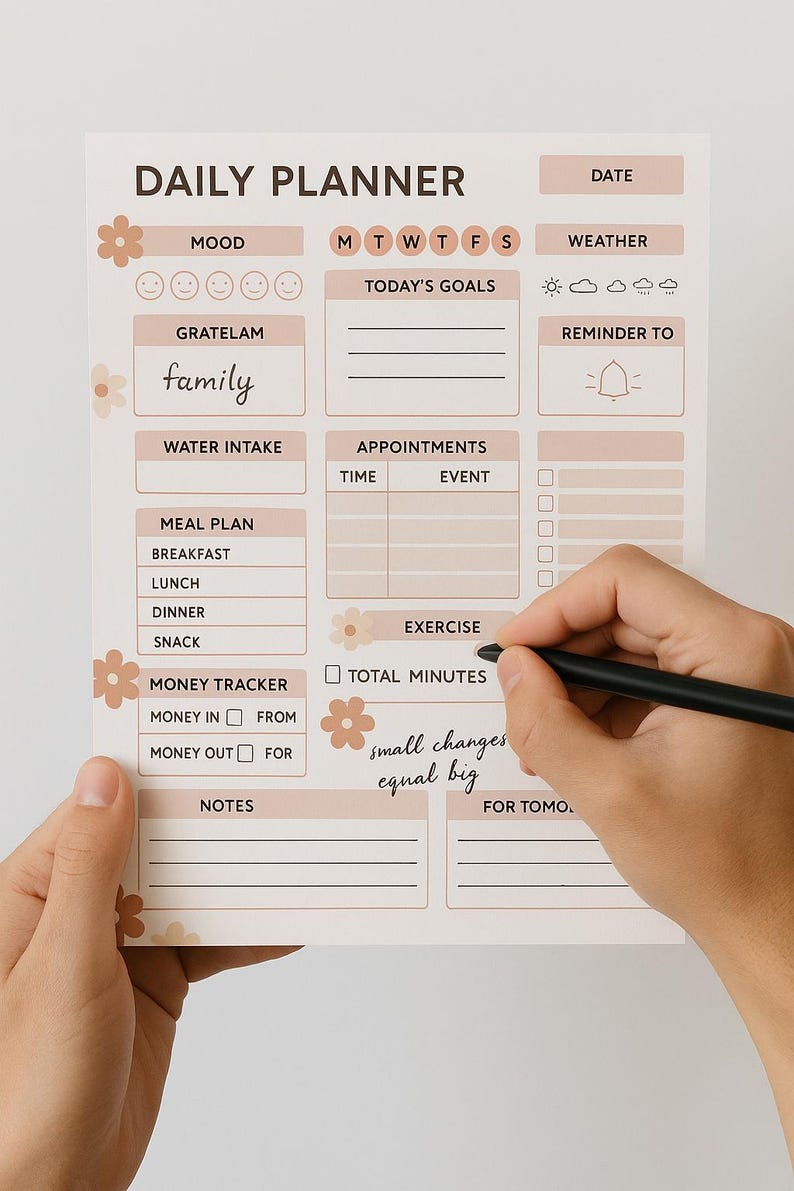 Detailed Daily Planner Printable, Daily Schedule Planner, Goals to Do ...