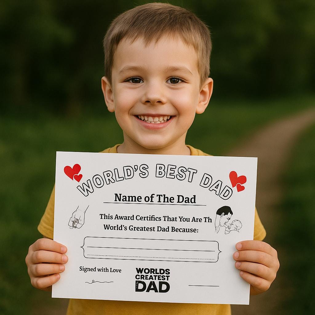 Printable World's Best Dad Certificate, Father's Day Gift From Kids ...