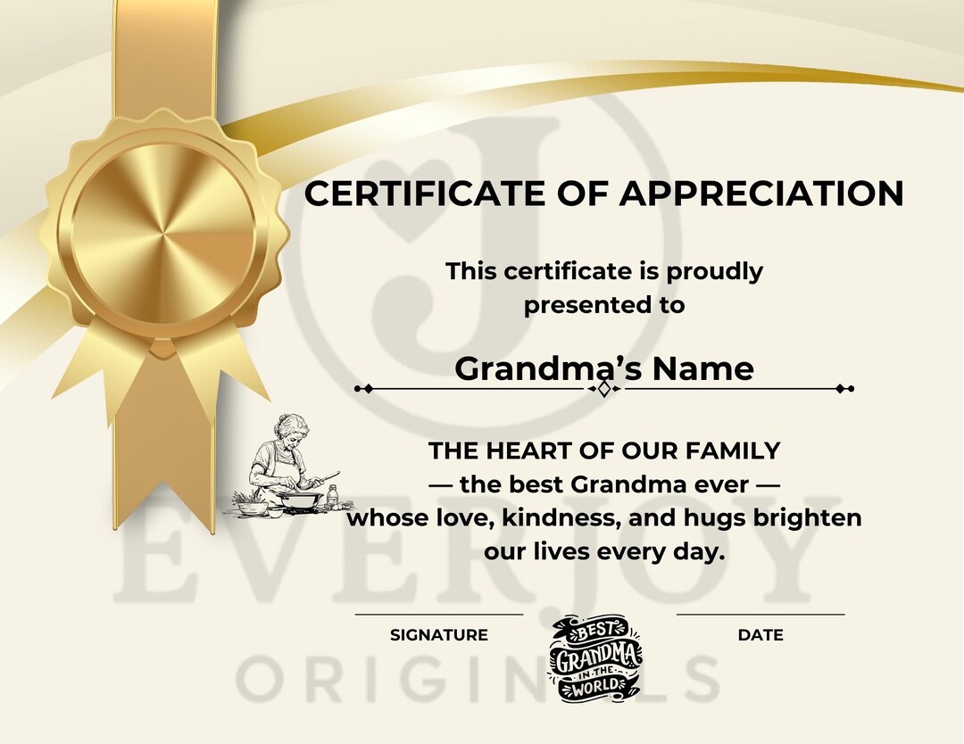 Printable World’s Best Grandma Certificate, Mother’s Day Grandma Gift ...
