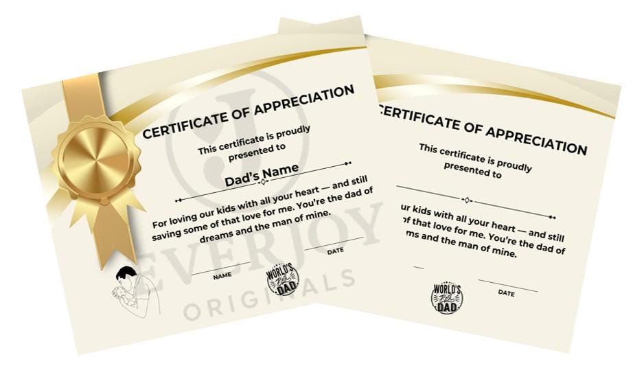 Father Certificate of Appreciation Printable | Best Dad Ever ...