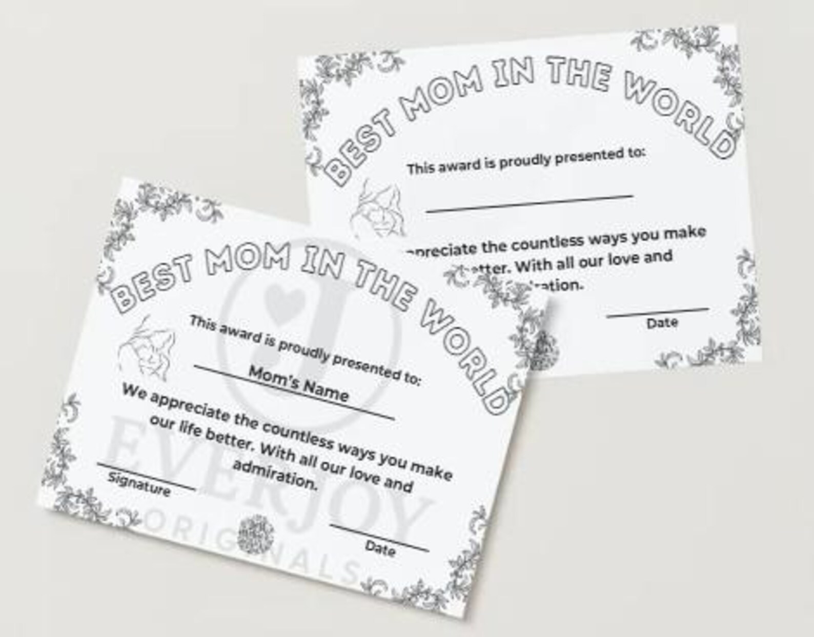 World’s Best Mom Award | Best Mom Ever Certificate Printable | Mother’s ...