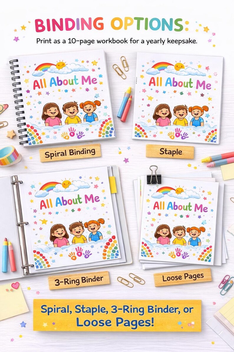 All About Me Book for Kids | Printable Kids Memory Book | Yearly ...