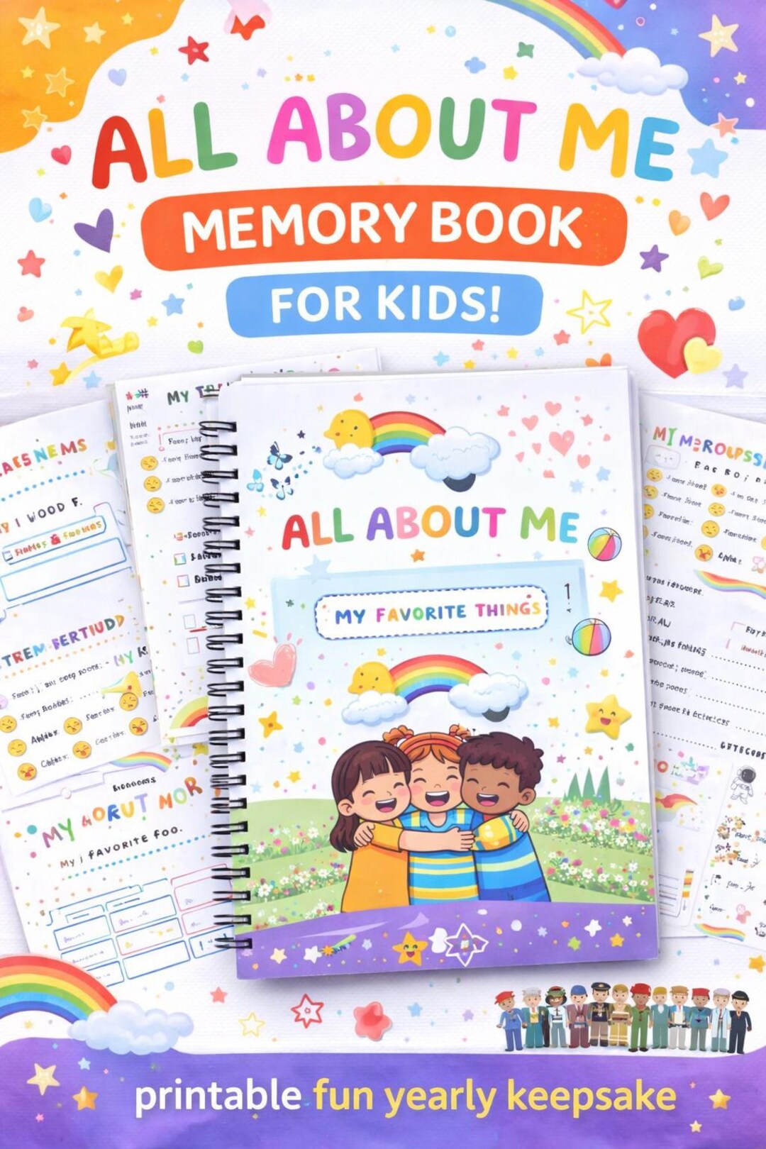 All About Me Book for Kids | Printable Kids Memory Book | Yearly ...