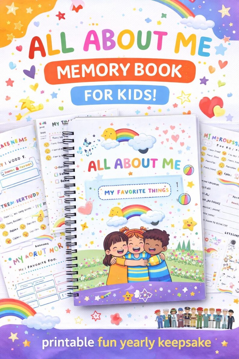 All About Me Book for Kids | Printable Kids Memory Book | Yearly ...