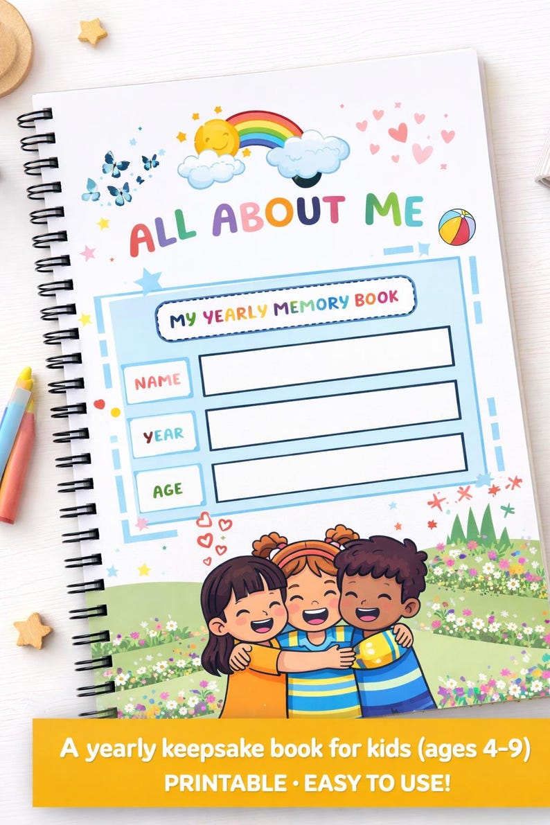 All About Me Book for Kids | Printable Kids Memory Book | Yearly ...