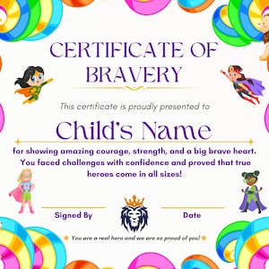 Bravery Certificate Printable for Girls – Courage Award Certificate PDF ...