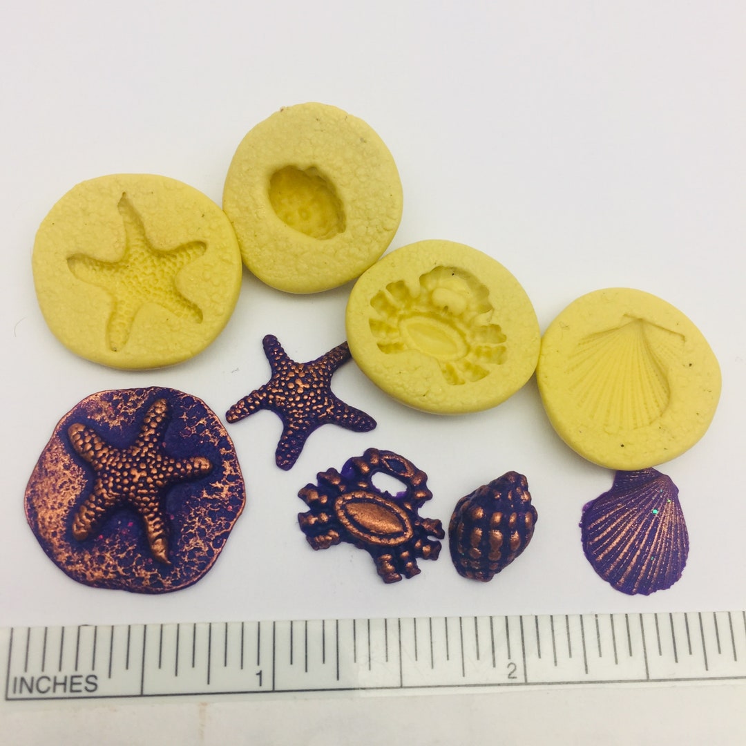 4 Beach or Marine Themed Mini Molds No7 Flexible Silicone Rubber ...