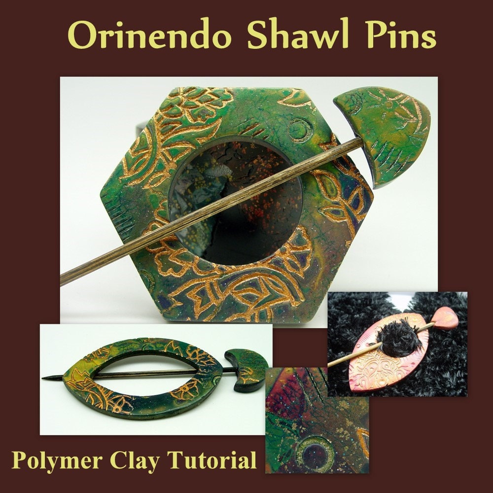 Golden Patterns Hair or Shawl Pin Polymer Clay Tutorial | Etsy