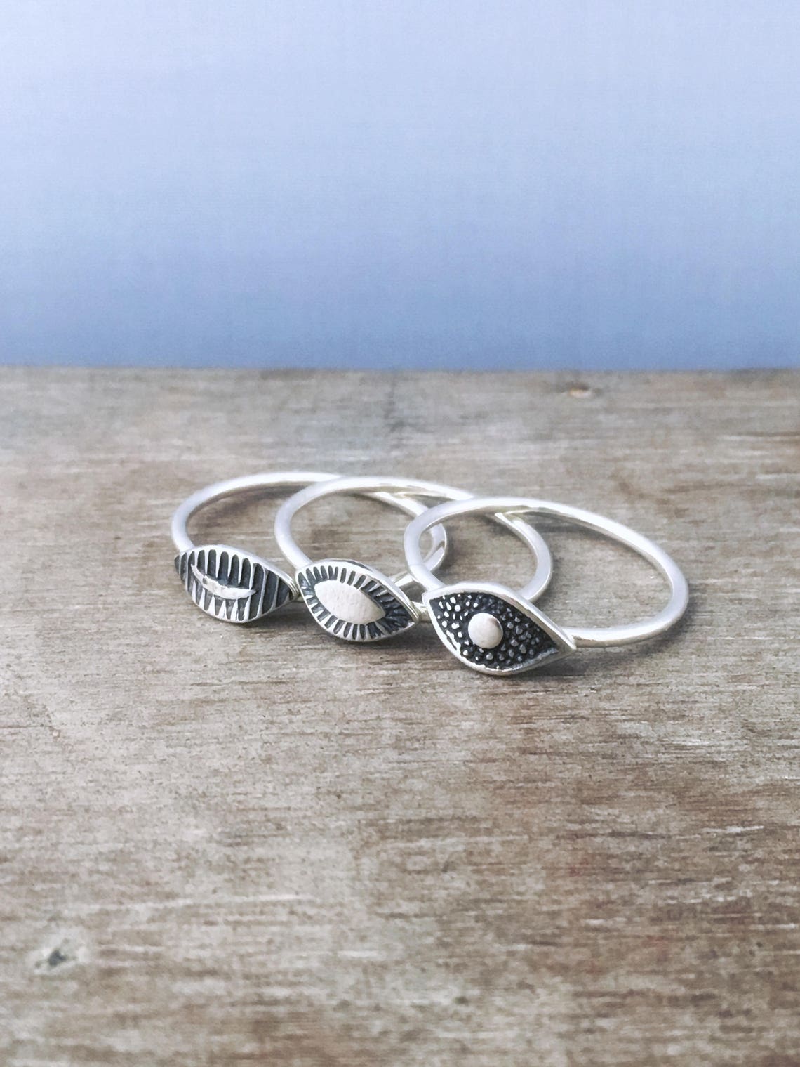 Eye Stacking Rings Sterling Silver Rings Third Eye Rings | Etsy