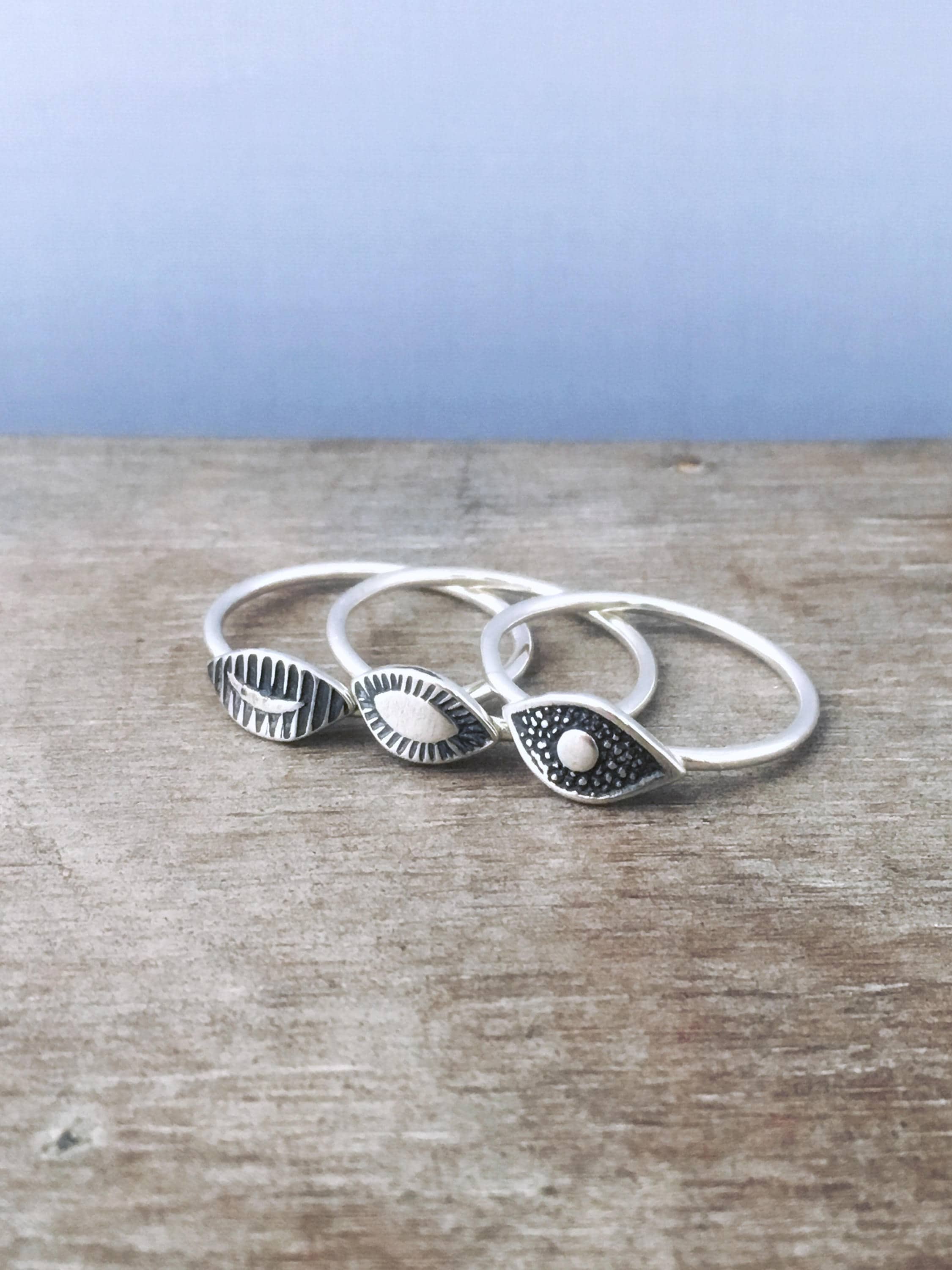 Eye Stacking Rings Sterling Silver Rings Third Eye Rings | Etsy