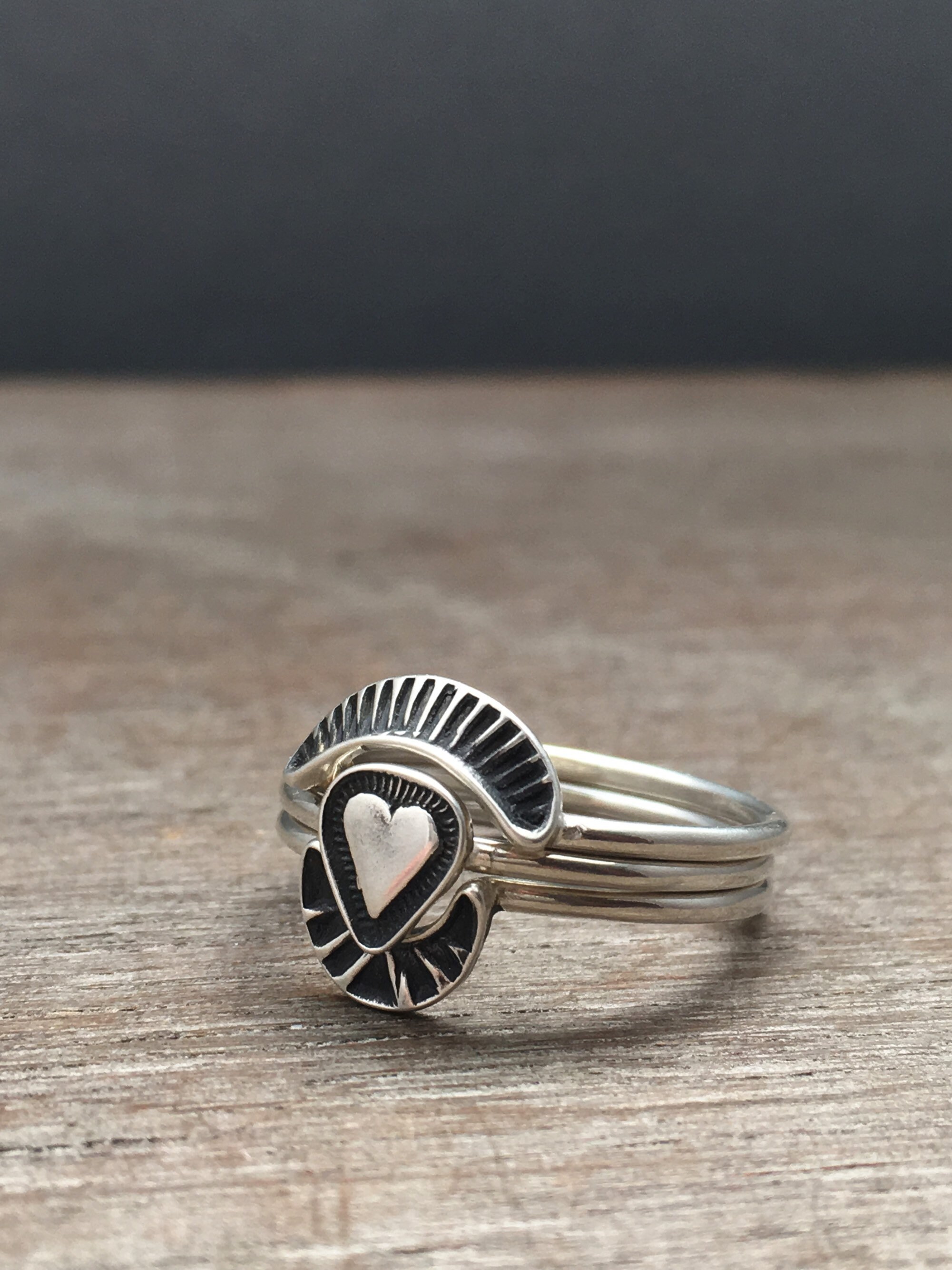 Heart Stacking Rings Sacred Heart Rings Sterling Silver | Etsy