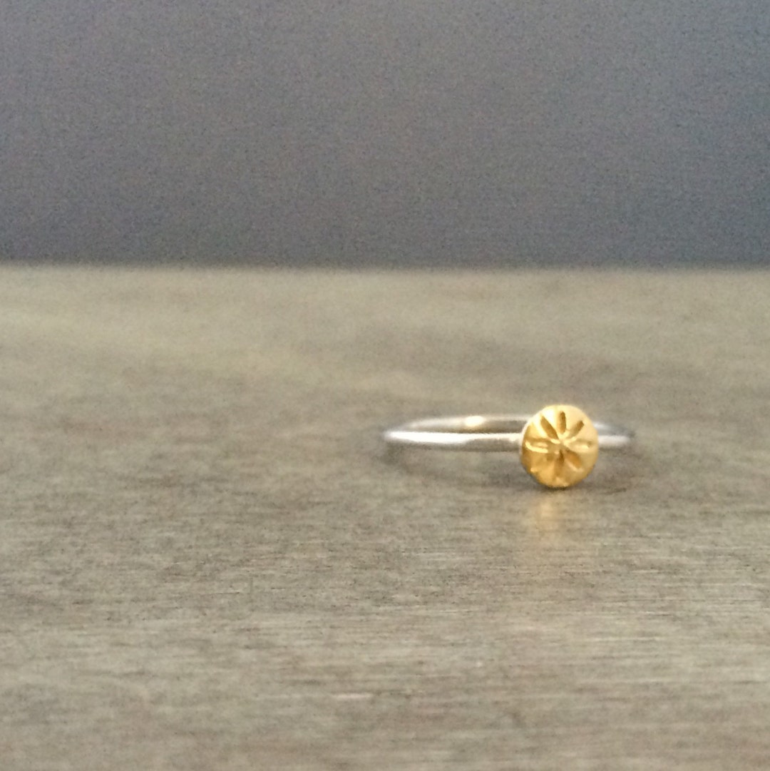 22k Gold Dot Ring - Sterling Silver Band - Made to Order - Etsy