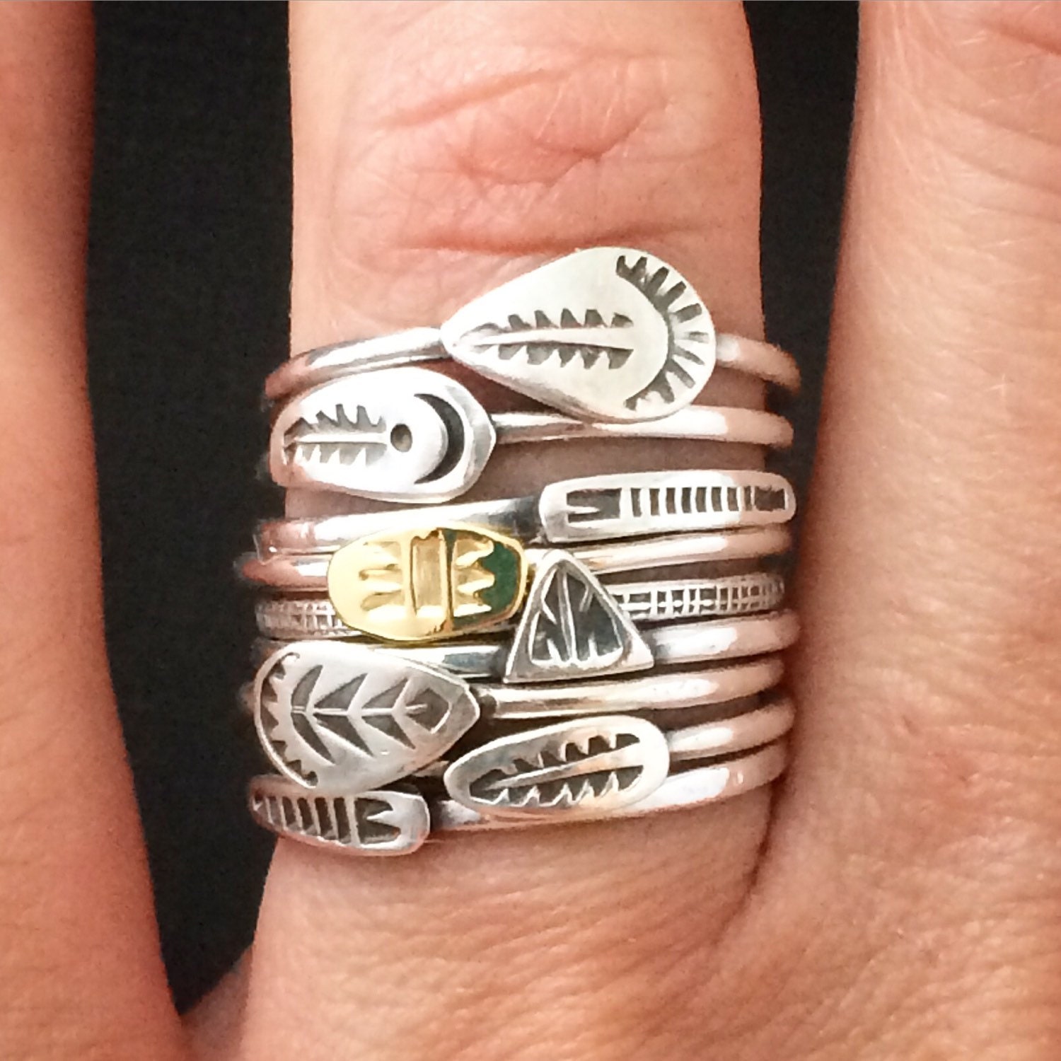 22k Solid Gold and Sterling Silver Stacking Ring Made to - Etsy