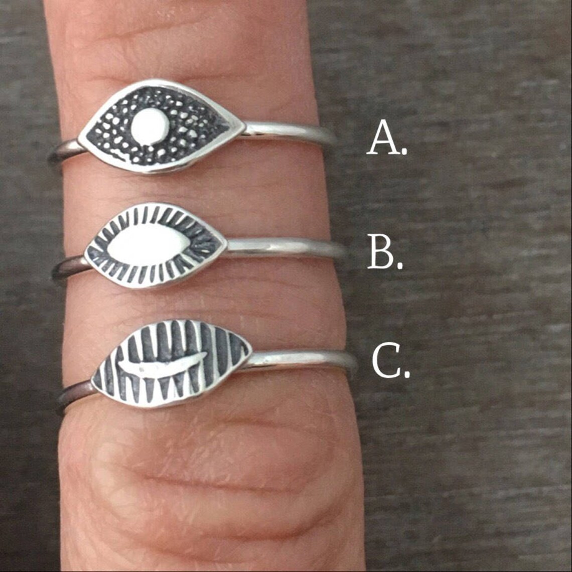 Eye Stacking Rings Sterling Silver Rings Third Eye Rings | Etsy