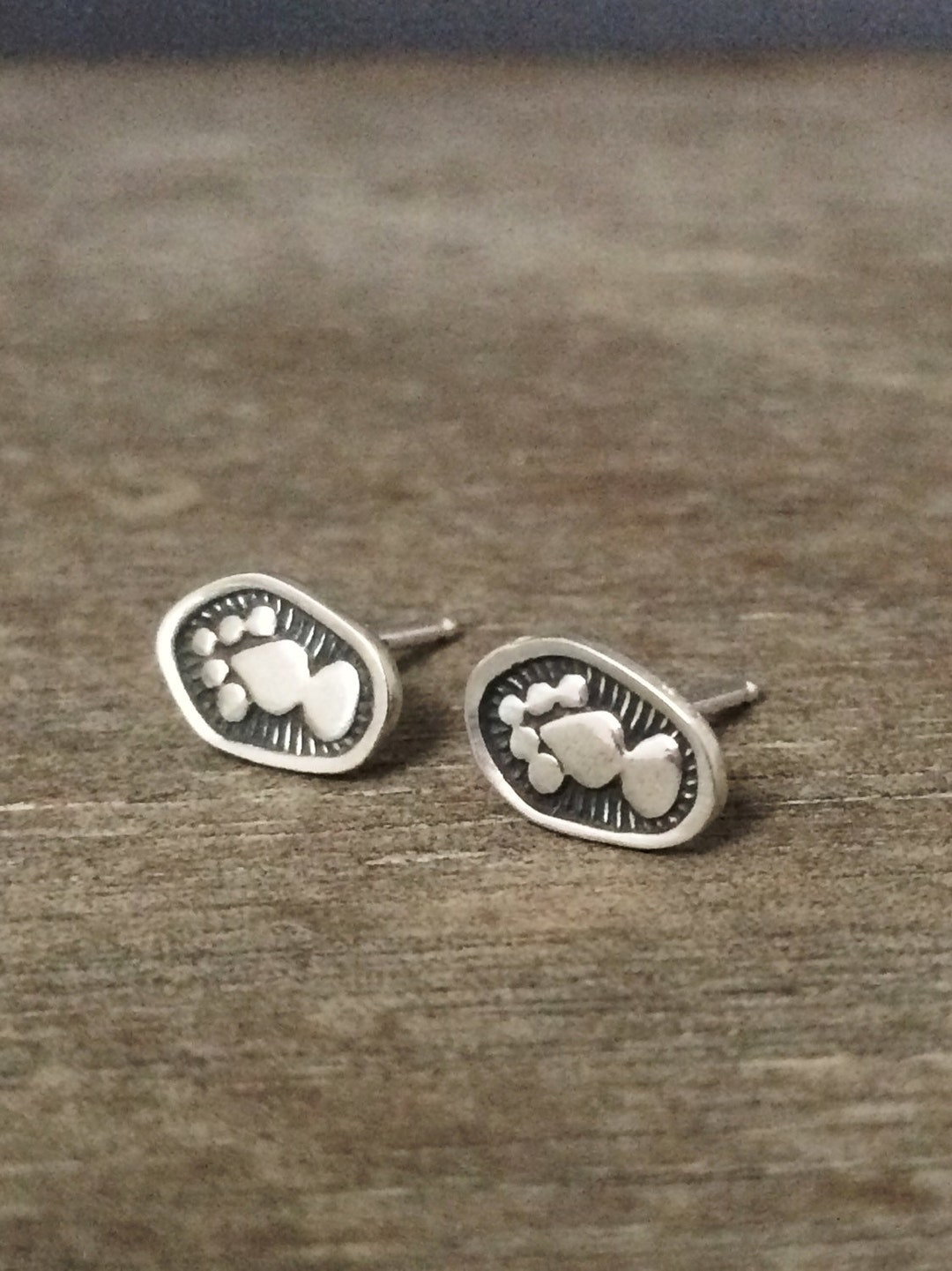 Handmade Sterling Silver Stud Earrings – Vintage Indian Stamp Design - Etsy