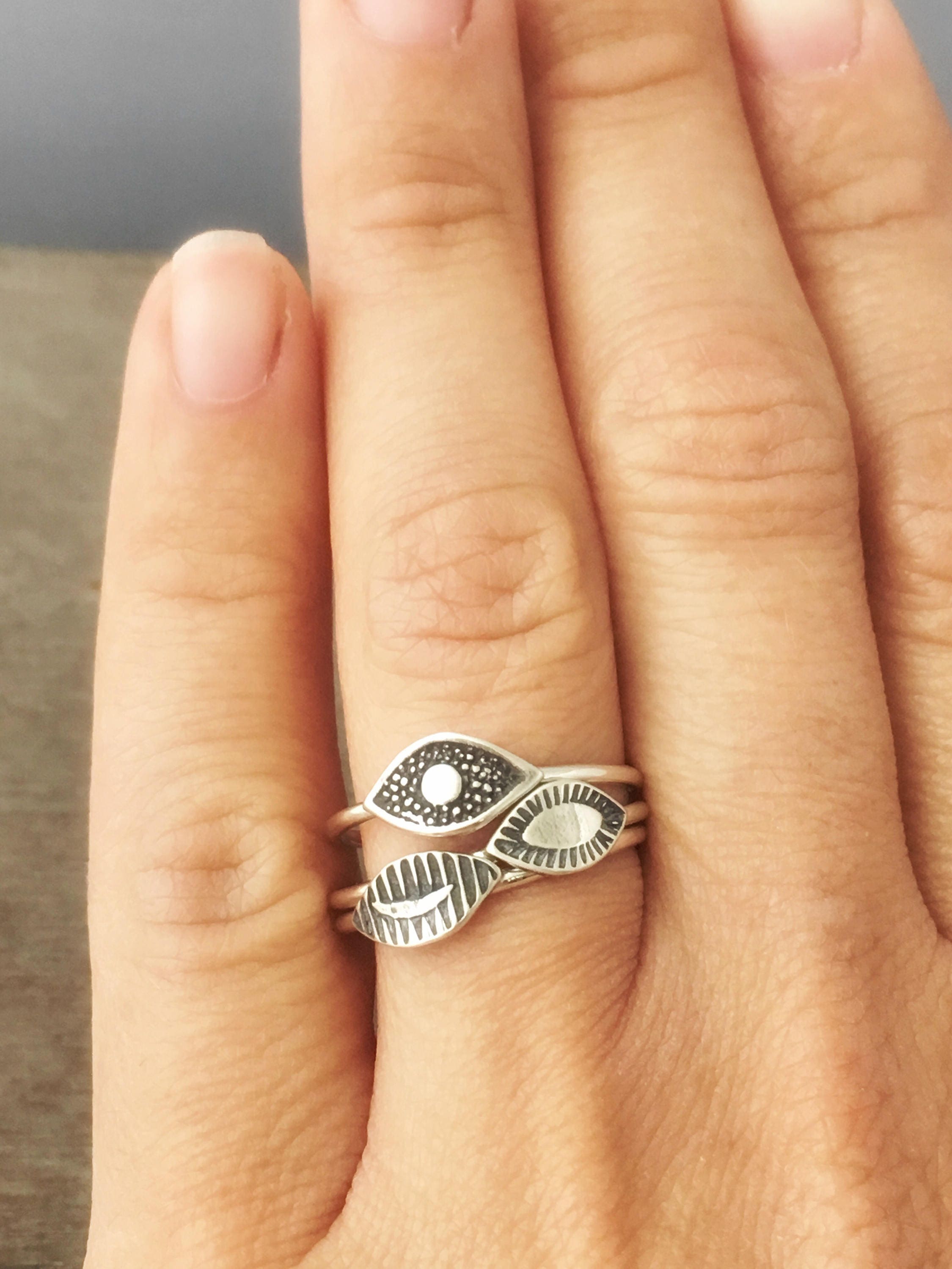 Eye Stacking Rings Sterling Silver Rings Third Eye Rings | Etsy