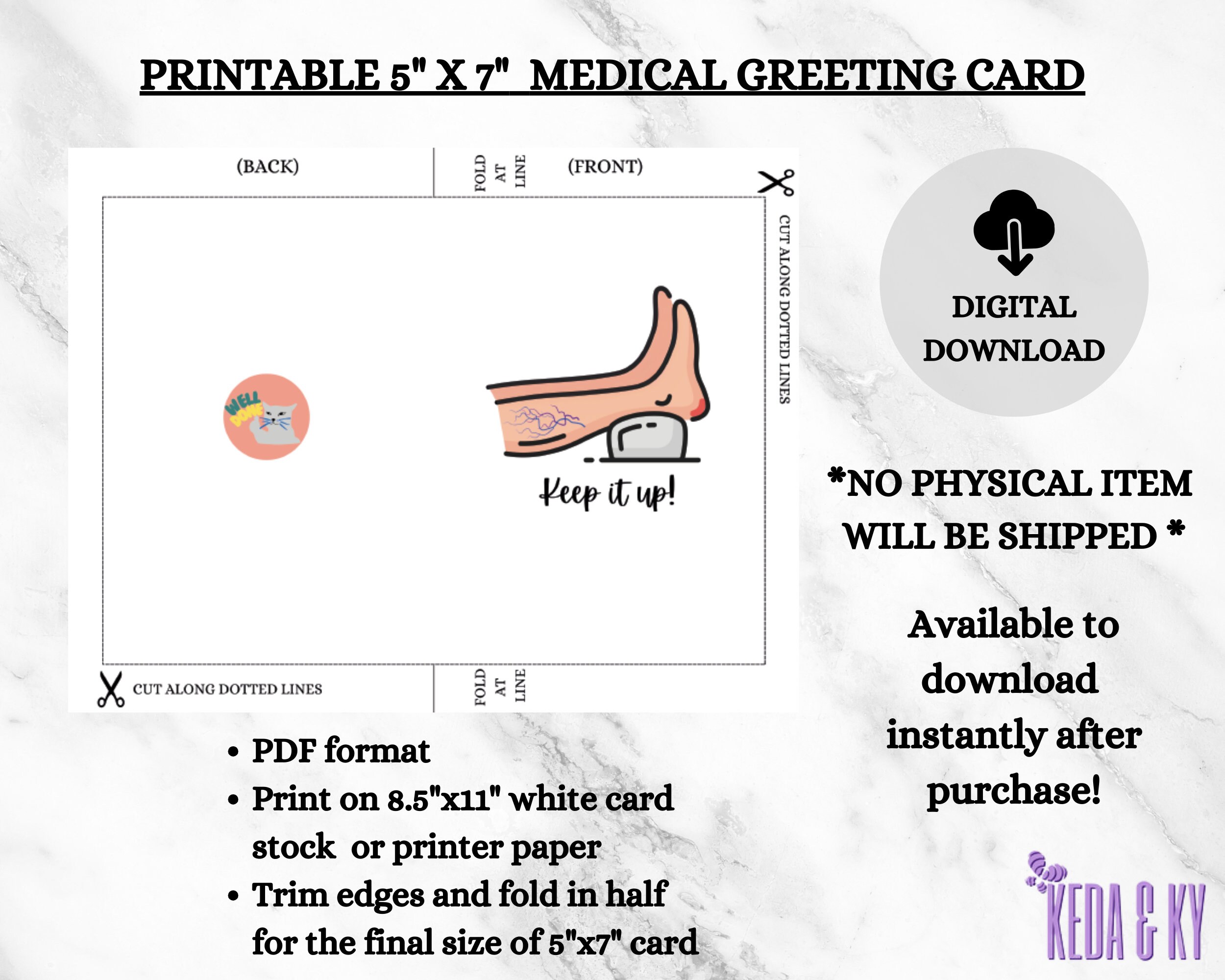 PRINTABLE Funny Medical Greeting Card - Keep It Up! for Healthcare ...