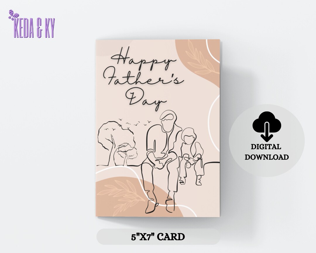 PRINTABLE Happy Father's Day Card - Father and Child, 5x7 Card, Instant ...
