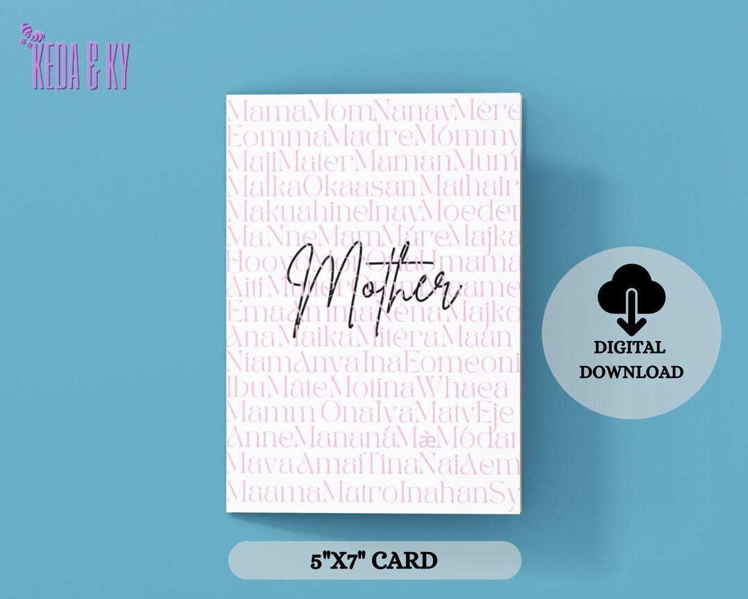 PRINTABLE Mother's Day Card - Mother in Different Languages, 5x7 Card ...