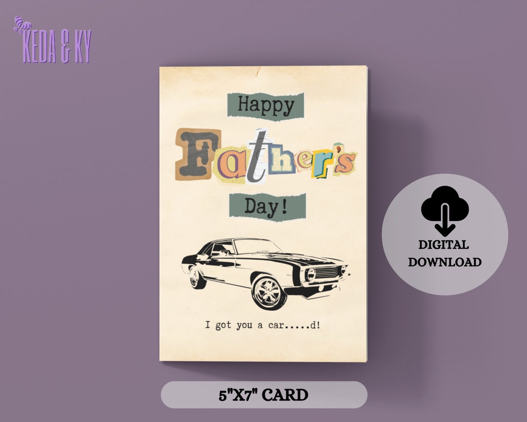 PRINTABLE Funny Vintage Happy Father's Day Card, 5x7 Card, Instant ...